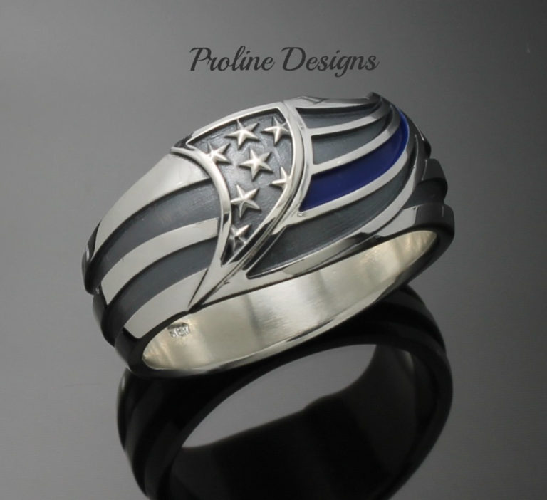 Thin Blue Line Ring in Sterling Silver ~ Style 043 - ProLine Designs